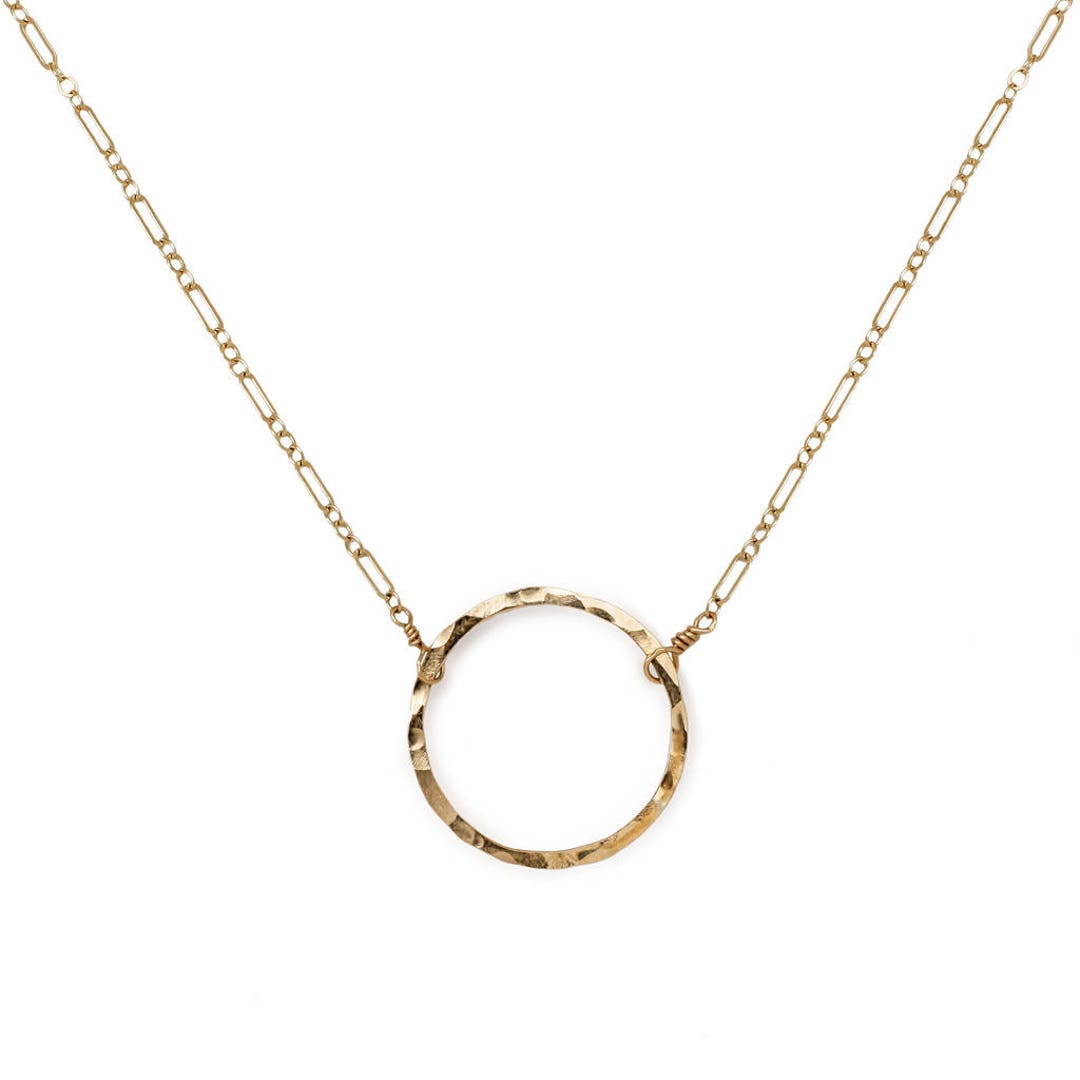 Gold Circle Necklace / Large Karma Necklace / Infinity Necklace ...