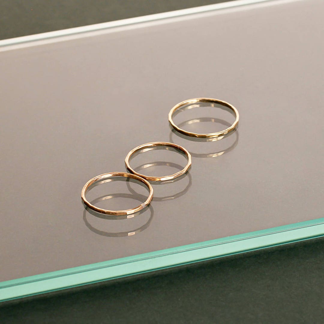 Thin Gold Rings, Delicate Gold Stacking Rings Set, Gold Fill Stack ...