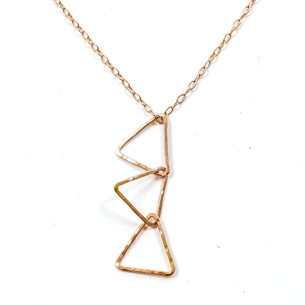 Long Triangle Necklace Handmade Gold Filled Triangle | Etsy