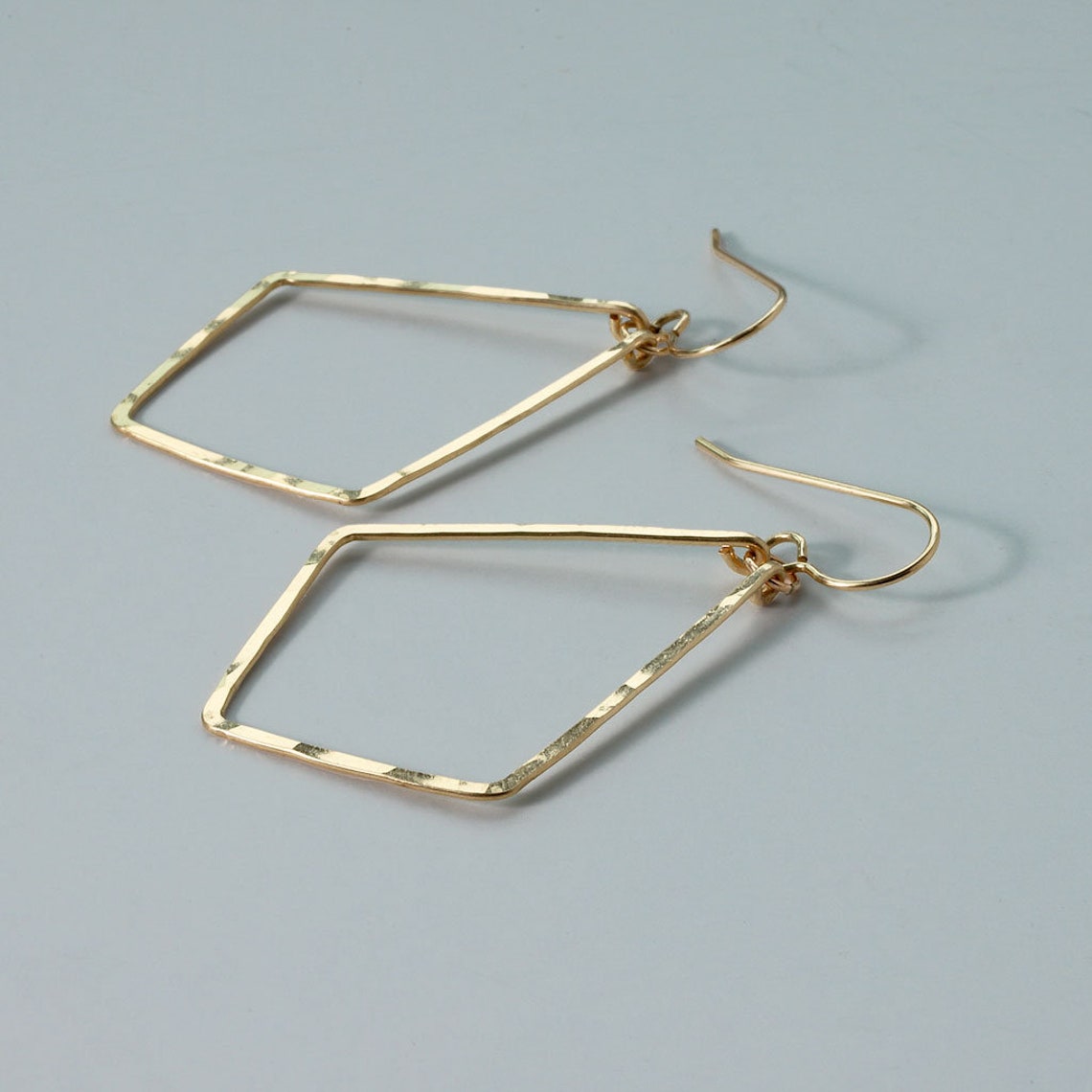 Geometric Hoops Handmade Diamond Shaped Hoops in 14K Gold - Etsy