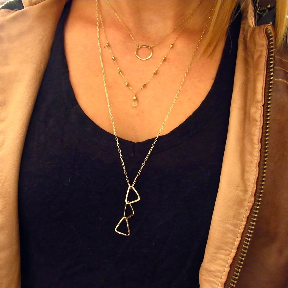 Long Triangle Necklace Handmade Gold Filled Triangle | Etsy