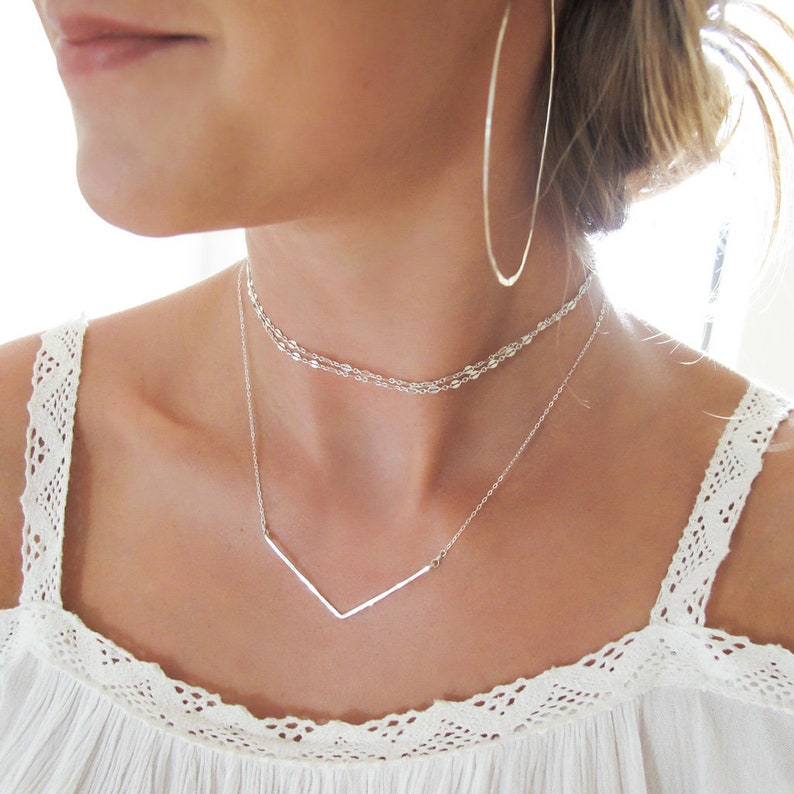 Gold V Necklace - Gold Chevron Necklace - XL Wide V Necklace - V Chain ...