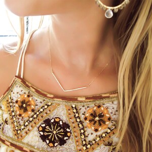 Gold V Necklace - Gold Chevron Necklace - XL Wide V Necklace - V Chain ...