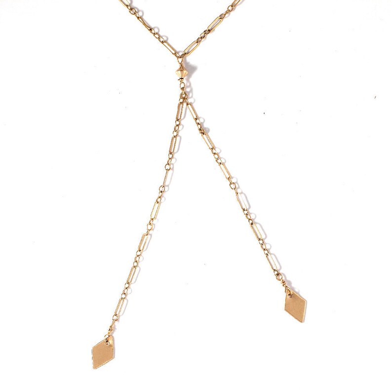 Gold Lariat Necklace diamond Lariat Gold Y - Etsy