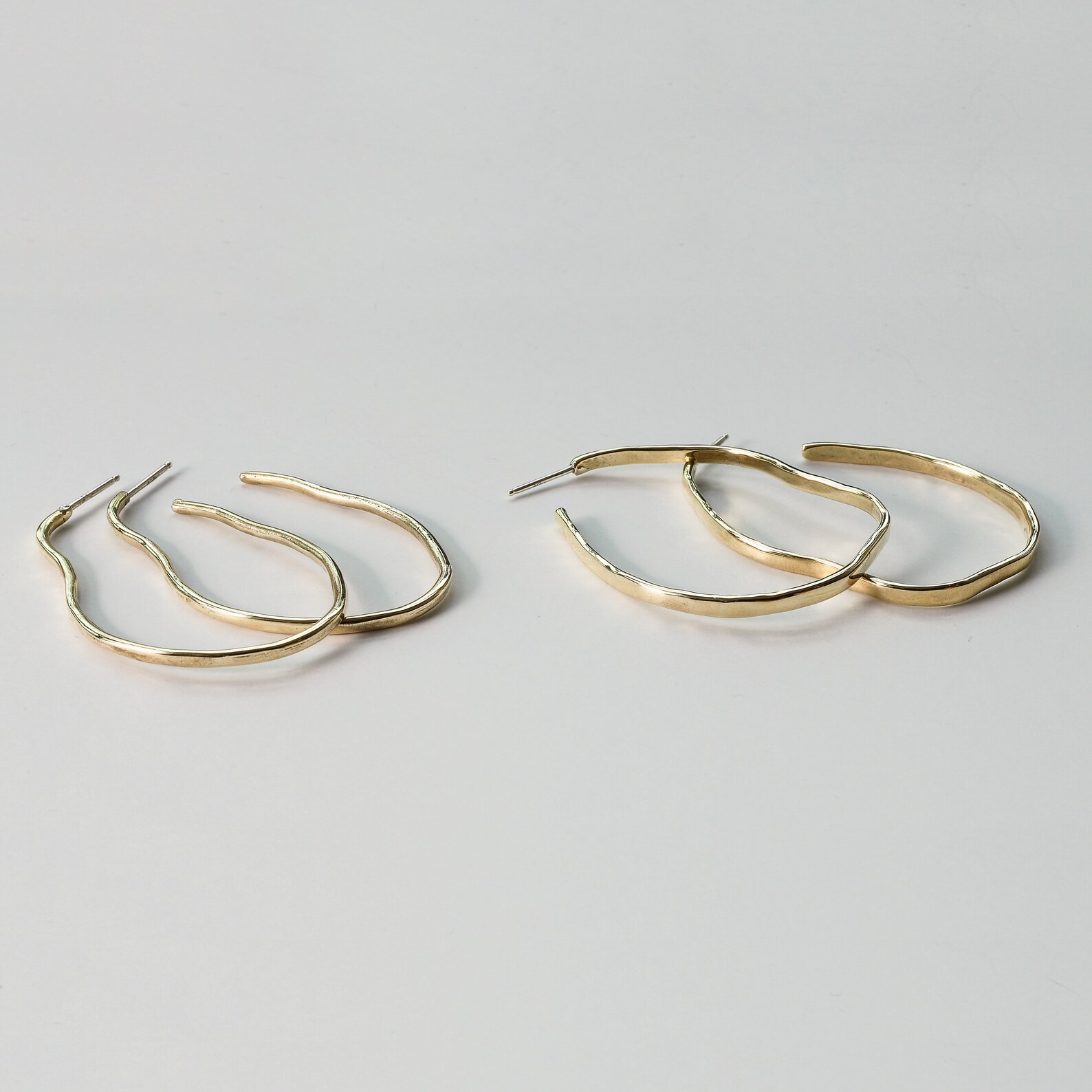 Irregular Post Back Hoop Earrings Sterling Silver or Brass - Etsy