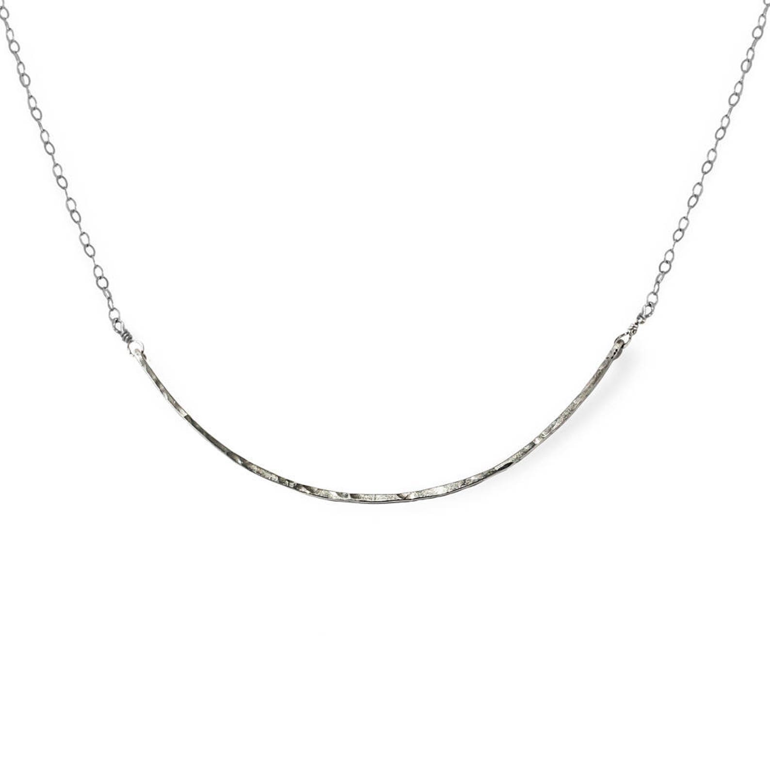 Curved Bar Necklace - Gold Filled Curve Arc Collar Necklace / Sterling ...