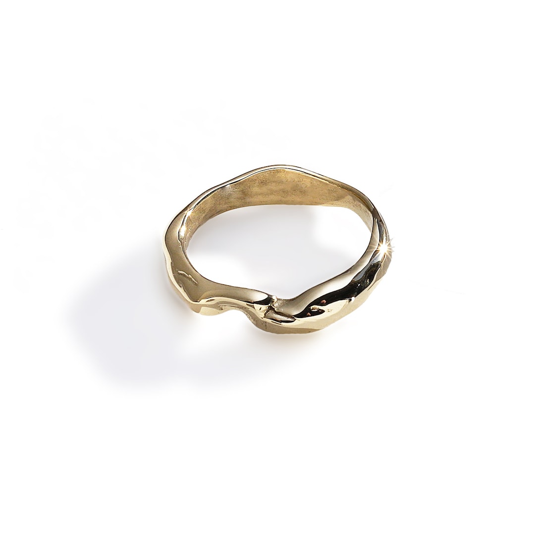 Melt Ring - Wavy Gold Ring - Wavy Sterling Silver Stacking Statement ...