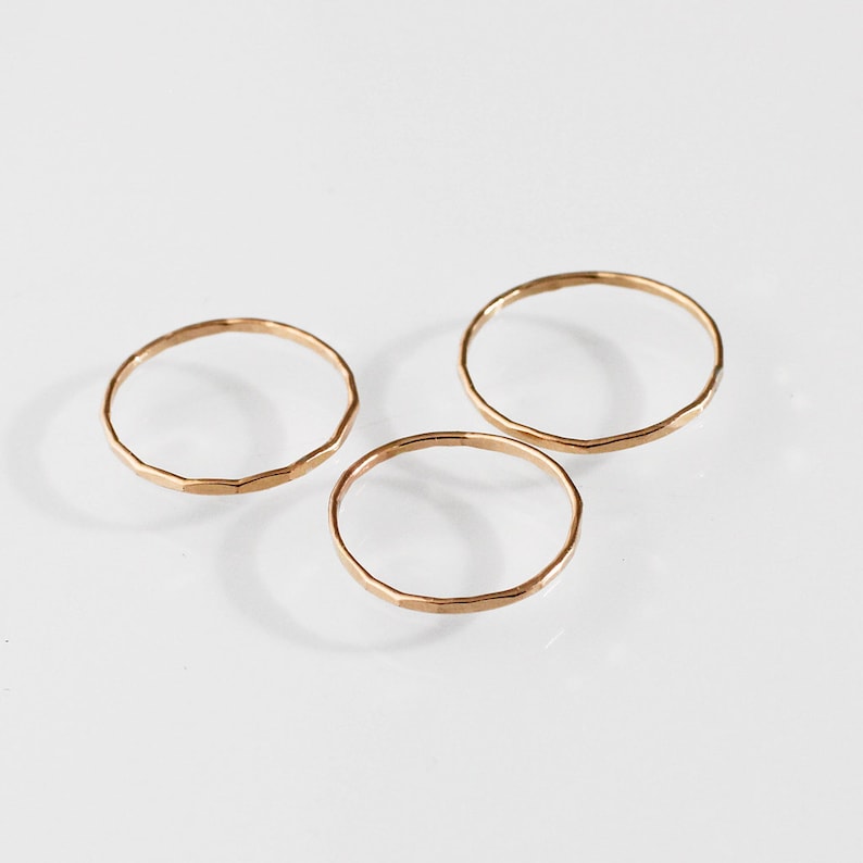 Thin Gold Rings Stacking Rings 14K Gold Filled Hammered - Etsy
