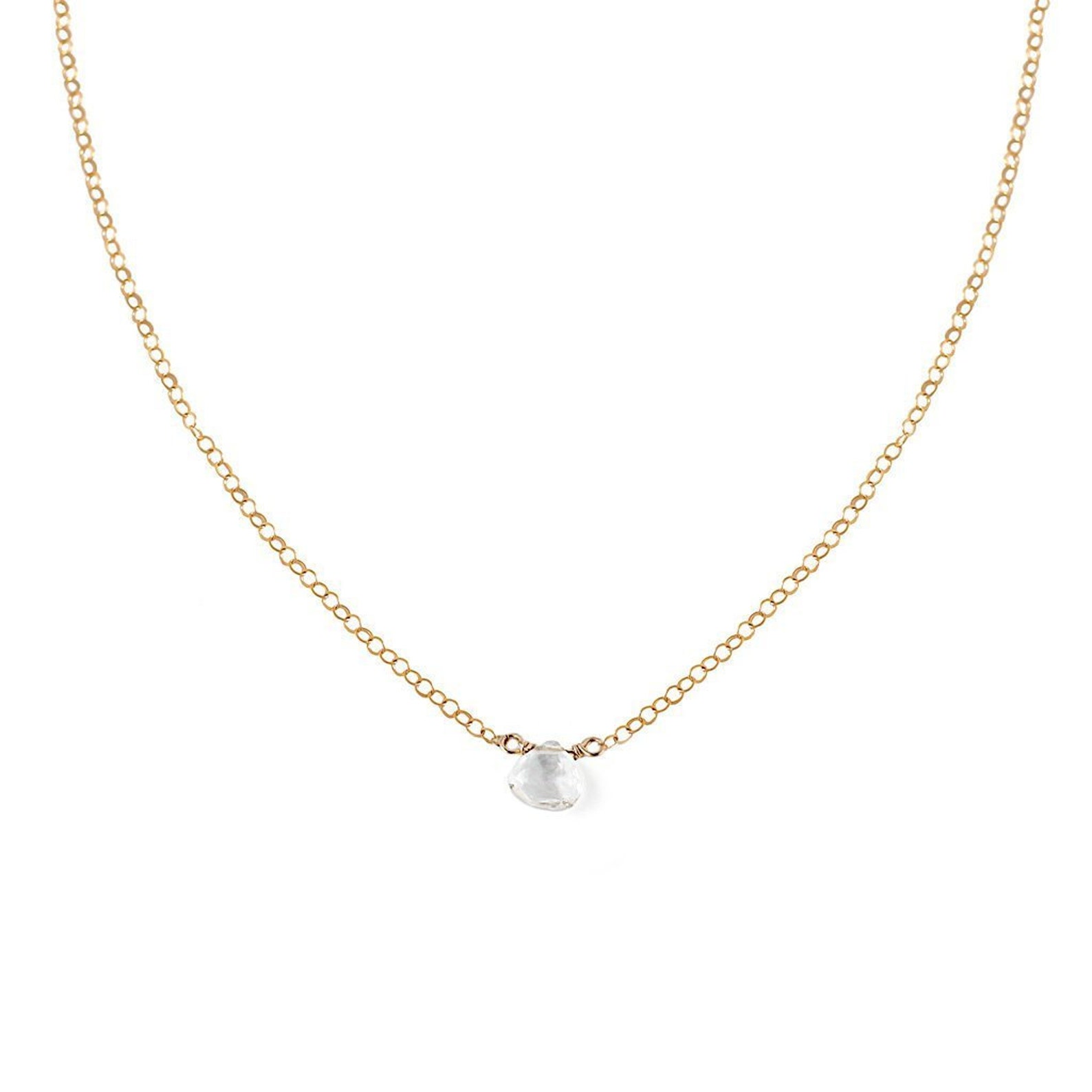 White Topaz Pendant / White Topaz Necklace Everyday Simple Topaz ...