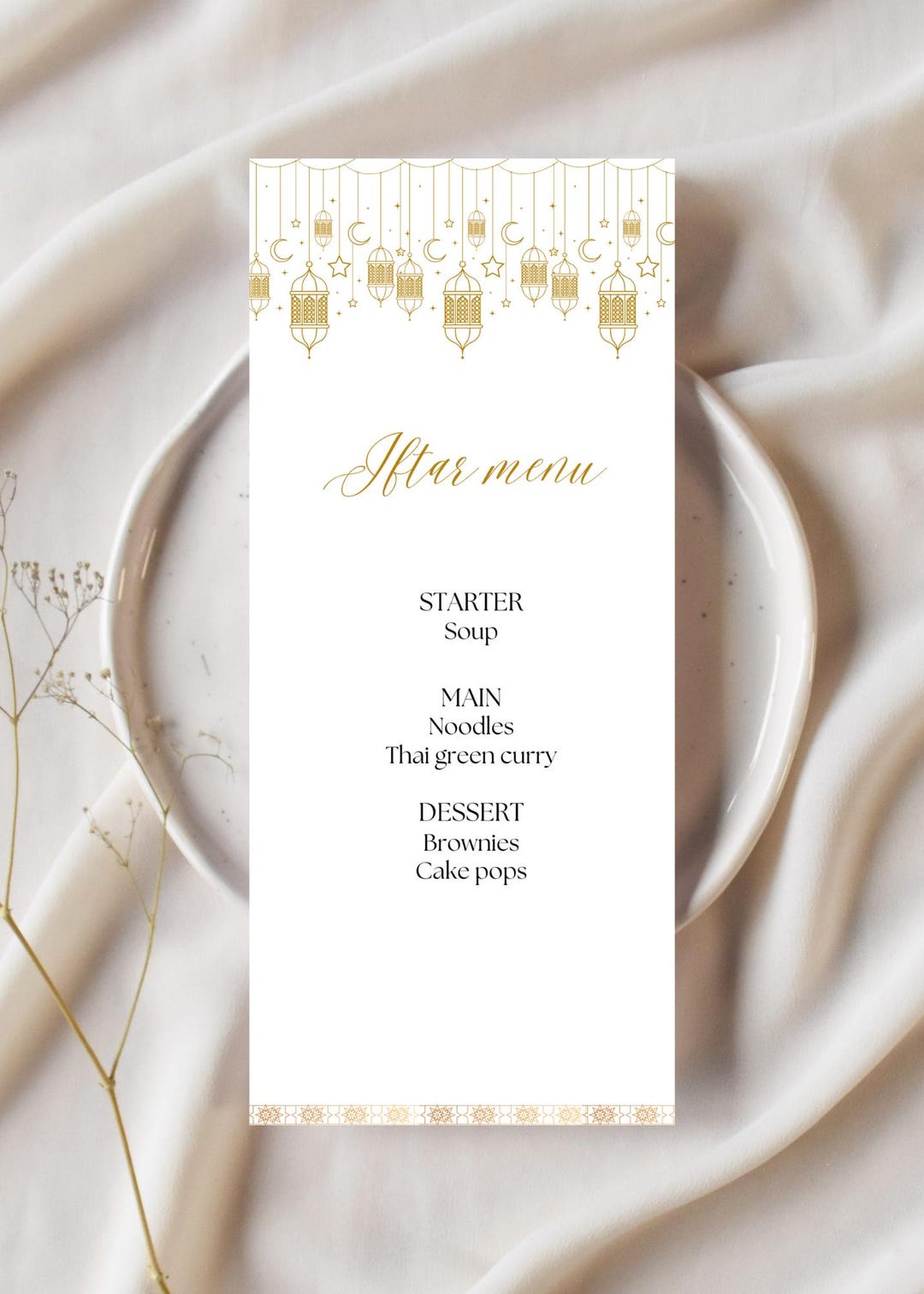 Editable Iftar Menu Card, Lantern Theme, Ramadan Decor, Dinner Party ...
