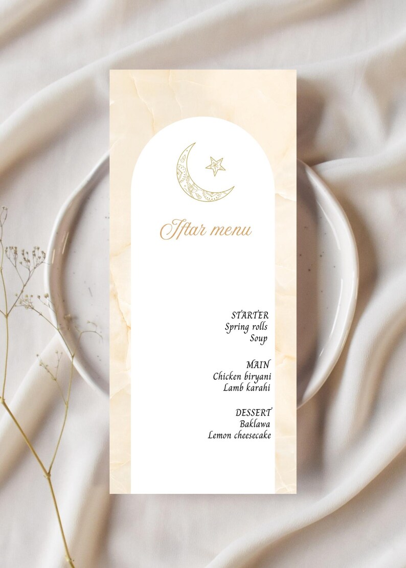 Editable Iftar Menu Card, Ramadan Dinner Party, Digital Download, Iftar ...