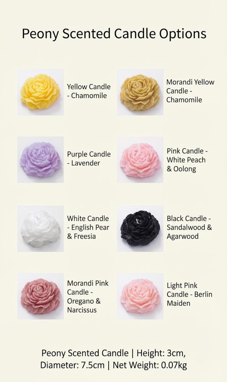 Peony Flower Scented Candle, Floral Decorative Candle, Romantic Gift ...