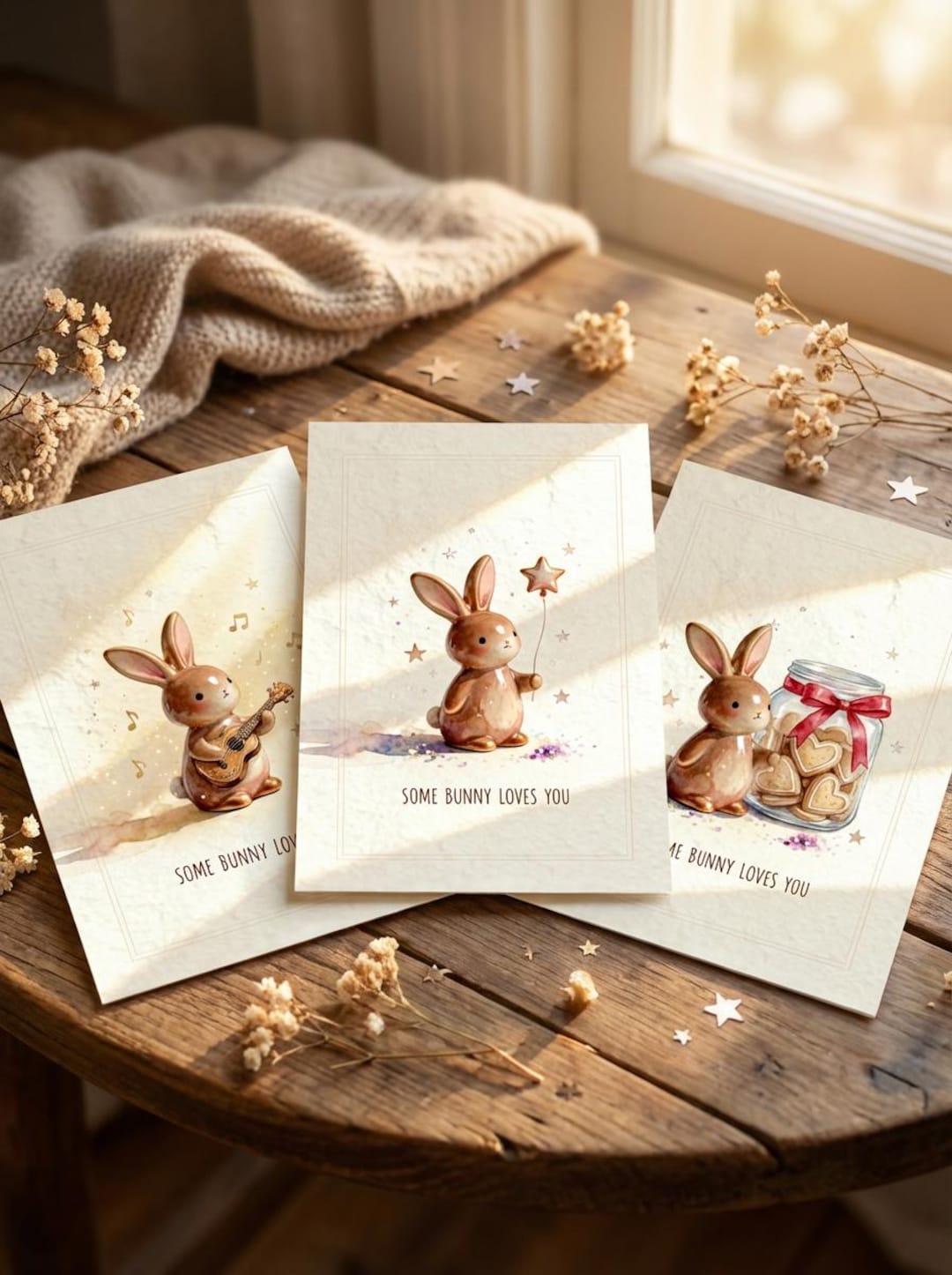 10 Printable Bunny Greeting Cards Bundle,cute Ceramic Rabbit Birthday ...