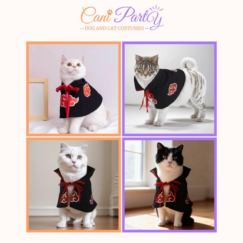 Anime Ninja Pet Costume: Akatsuki Cat & Dog Cloak - Etsy