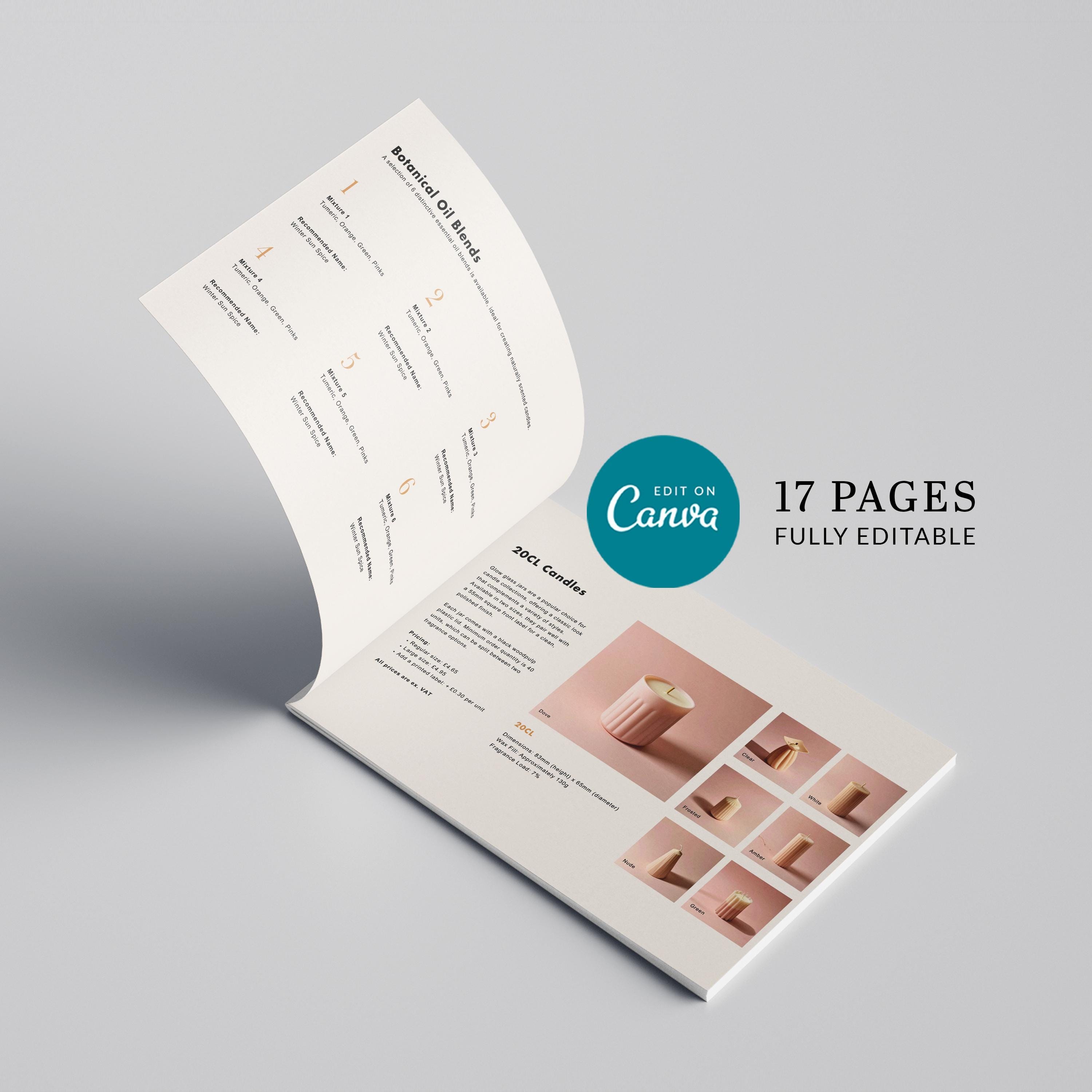 Editable Candle Price List Brochure | Canva Wholesale Catalogue ...