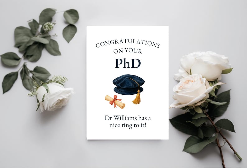 Personalized Phd Graduation Card: Doctoral Tam Watercolor Art - Etsy