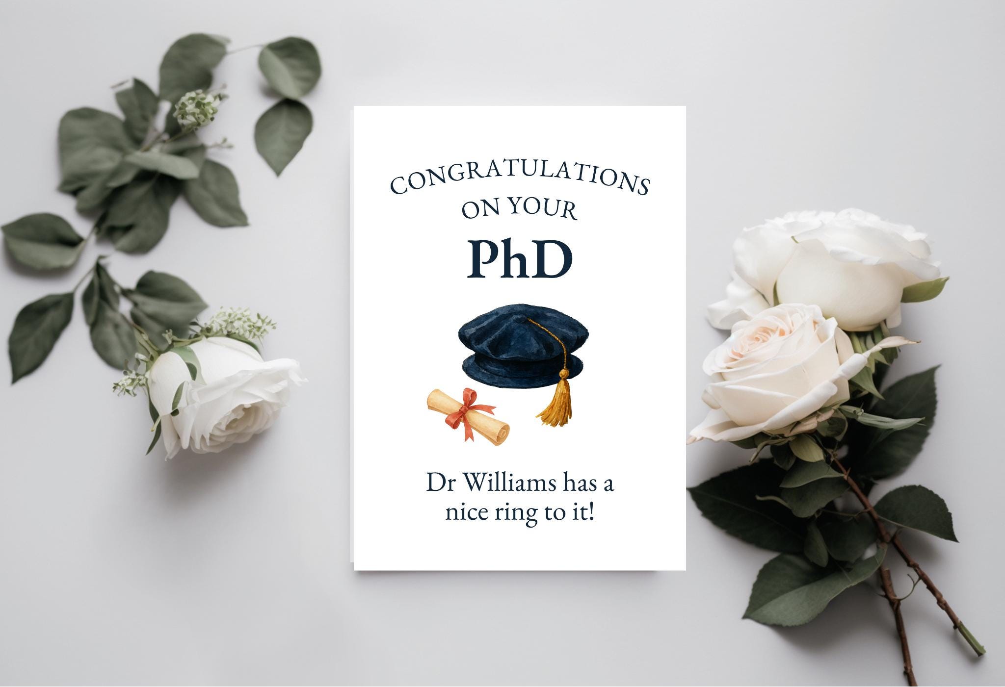 Personalized Phd Graduation Card: Doctoral Tam Watercolor Art - Etsy