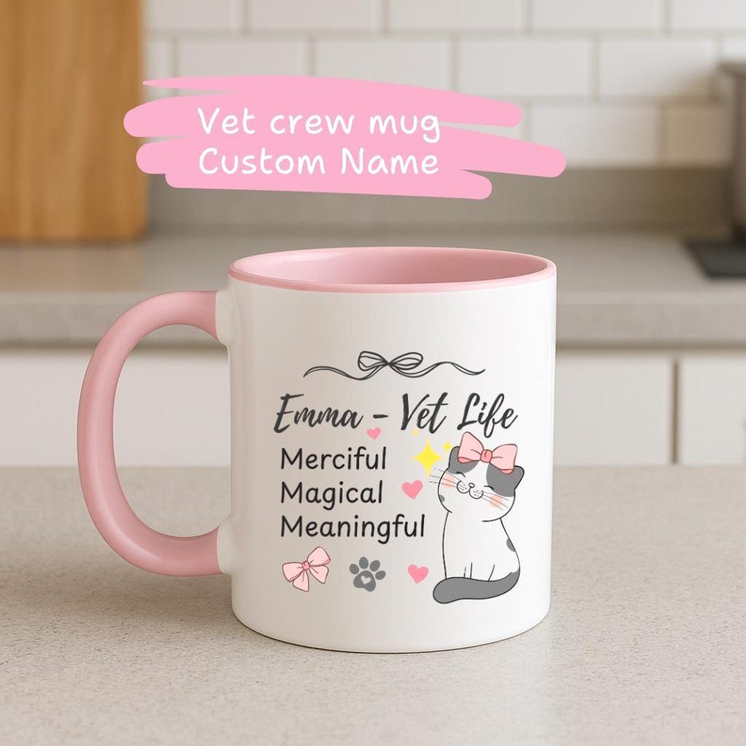 Personalized Vet Coffee Mug; Custom Cute Vet Tea Cup; Gift for Cat ...