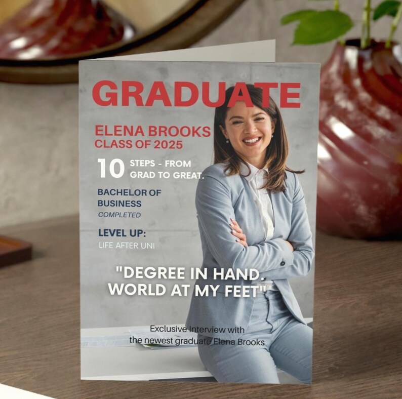 Personalized Graduation Magazine Cover Style Card, Custom Graduate Name ...