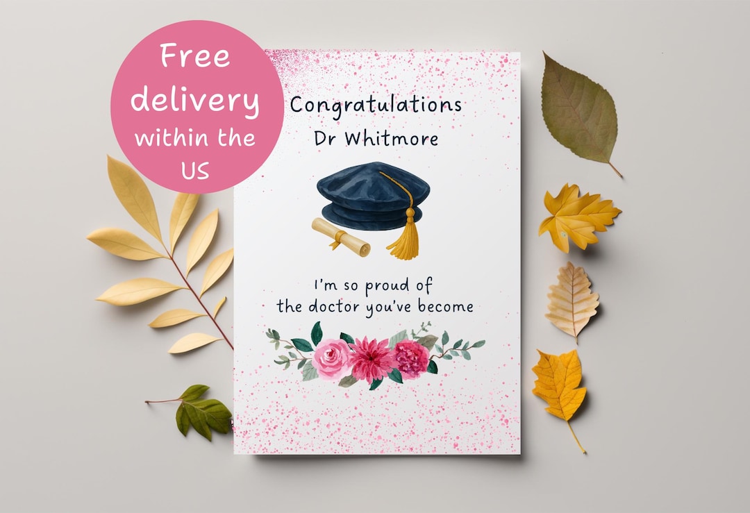 Personalised Phd Graduation Congratulation Card for Her; Custom Card ...