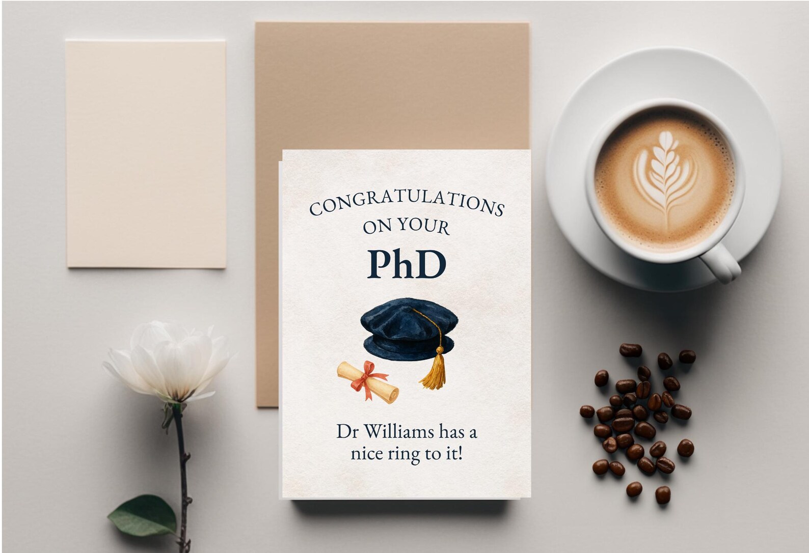 Personalized Phd Graduation Card: Doctoral Tam Watercolor Art - Etsy