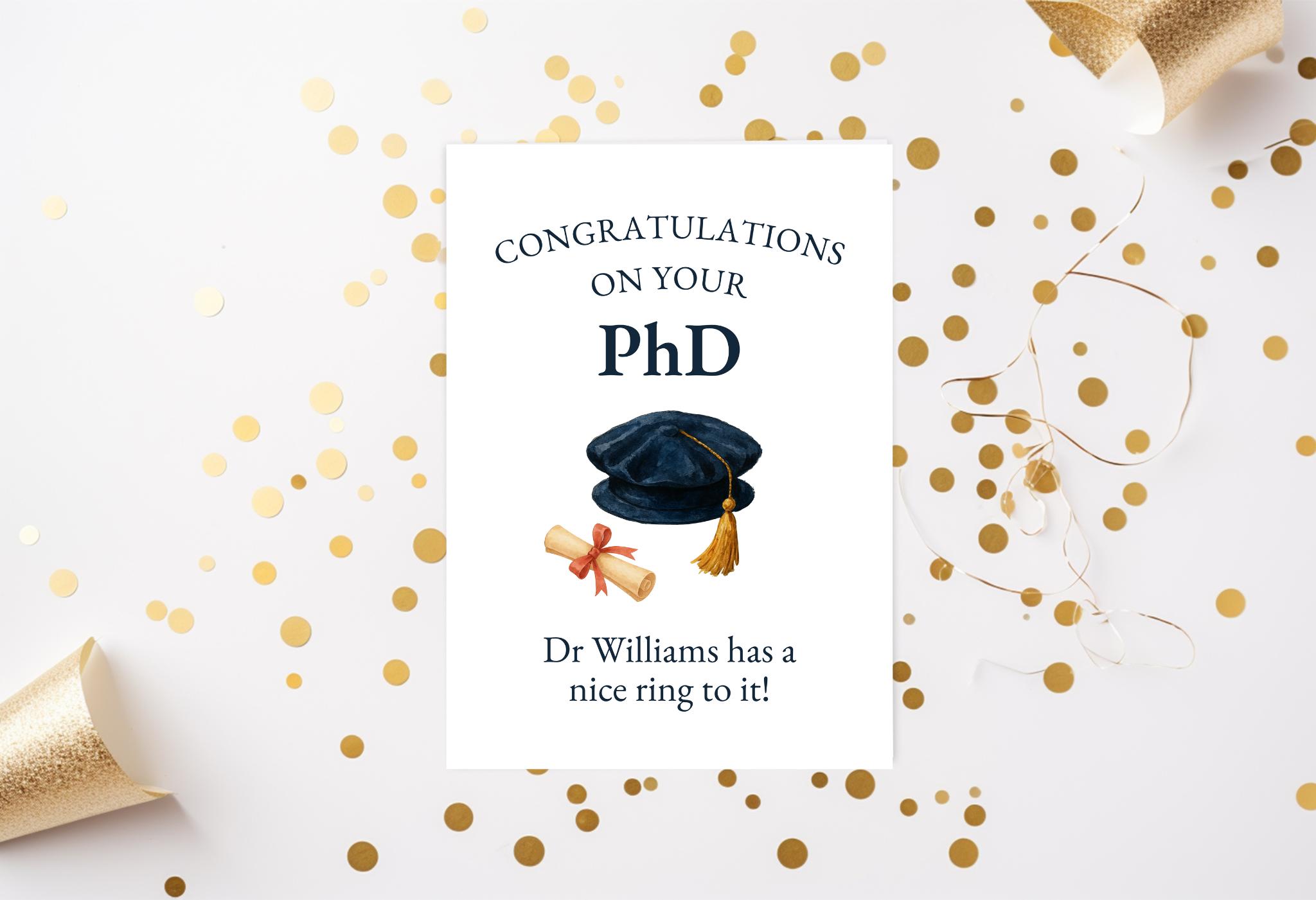 Personalized Phd Graduation Card: Doctoral Tam Watercolor Art - Etsy