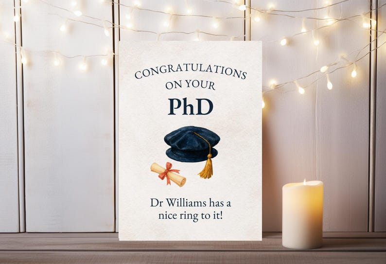 Personalized Phd Graduation Card: Doctoral Tam Watercolor Art - Etsy