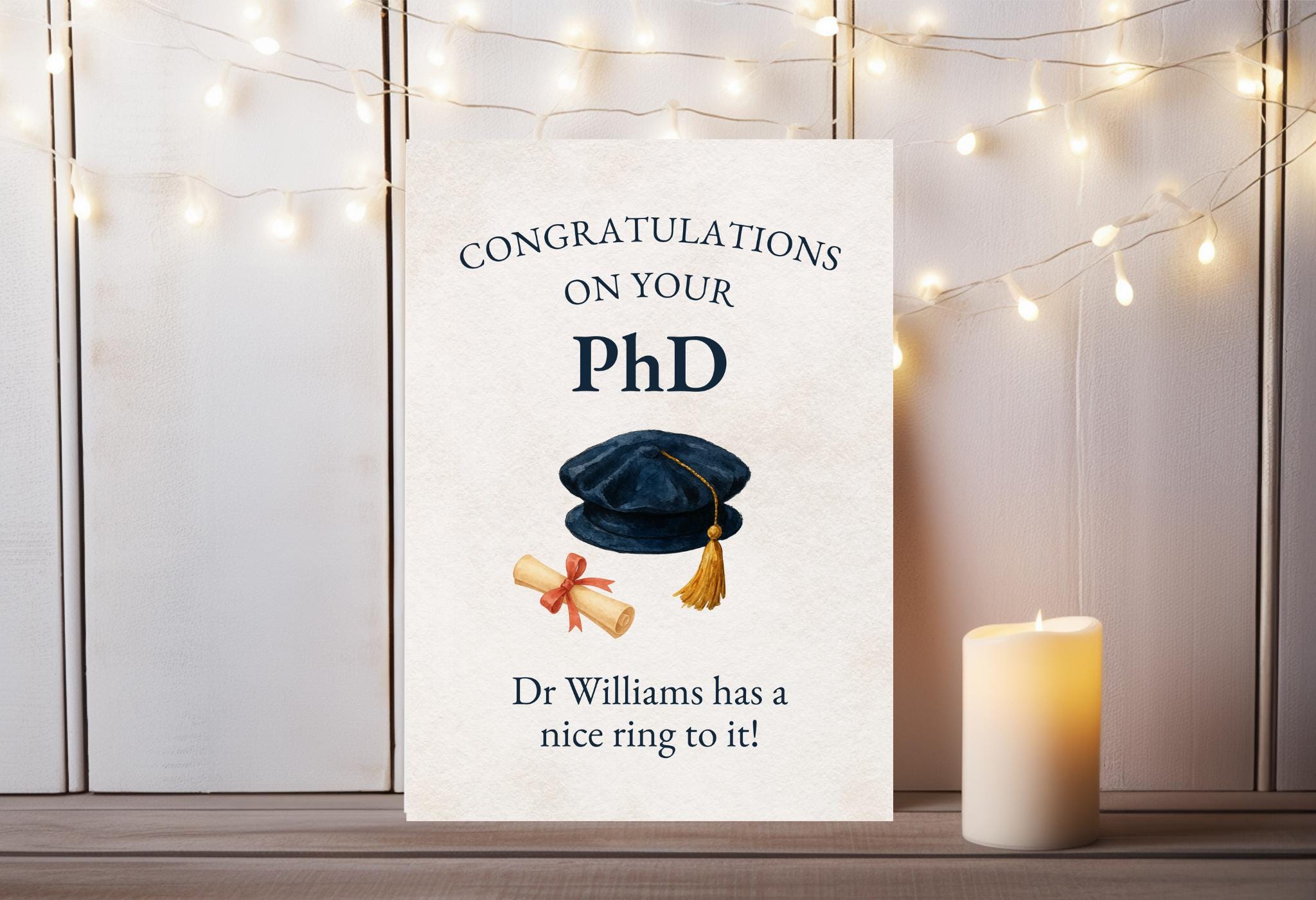 Personalized Phd Graduation Card: Doctoral Tam Watercolor Art - Etsy
