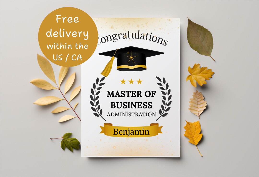 Personalized MBA Graduation Card: Black & Gold Keepsake - Etsy