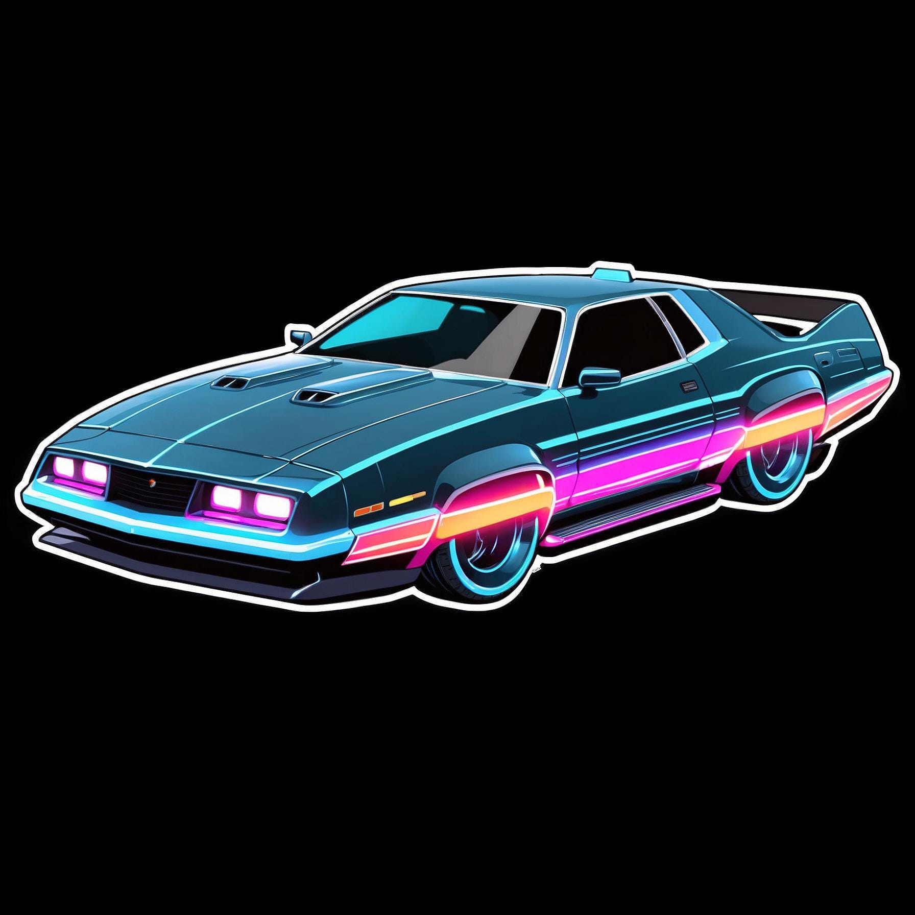 Retro Futuristic, Glow, Sticker Design, Bundle, JPEG, PNG Files, Custom ...