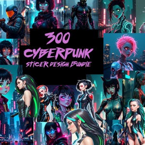 Cyberpunk, Glow, Sticker Design, Bundle, JPEG Files, Custom Stickers ...