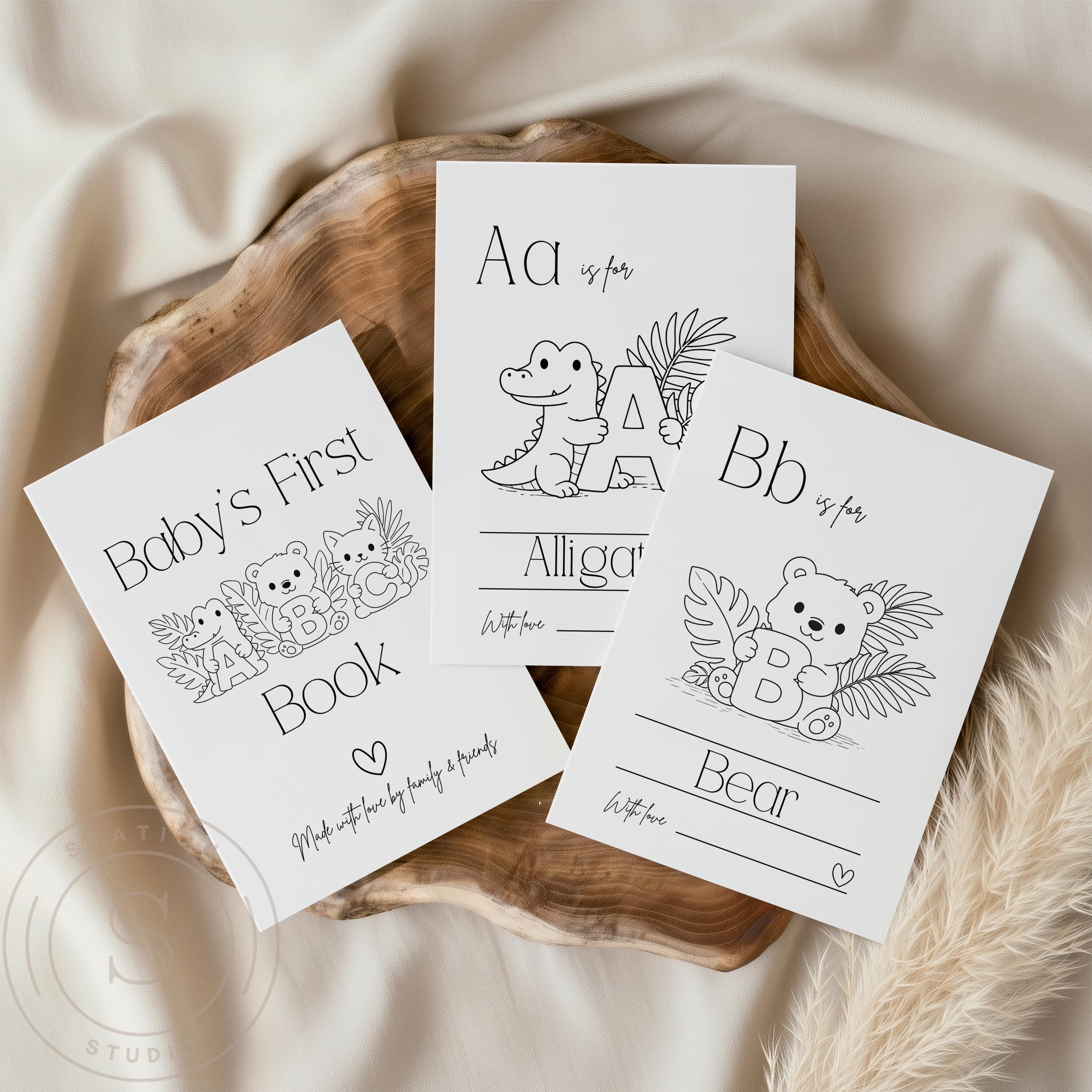 Baby First ABC Coloring Book Printable, Baby Shower Activity Game ...