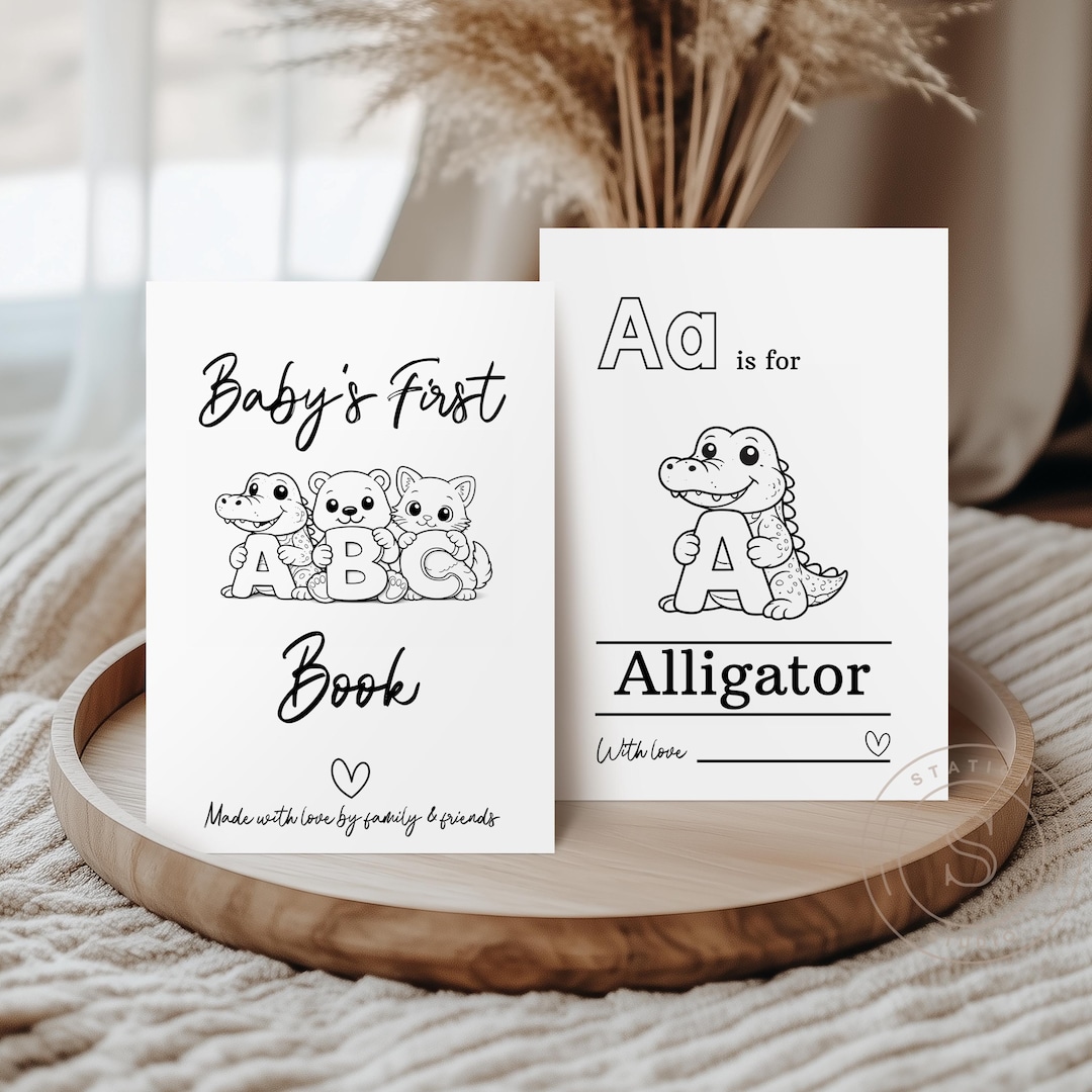 ABC Baby Shower Game Printable, Baby's First ABC Book Activity ...