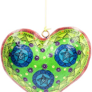 Hand Made & Painted Paper Mache Heart on a String From Eswatini ...