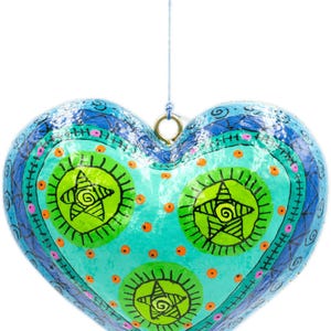 Hand Made & Painted Paper Mache Heart on a String From Eswatini ...