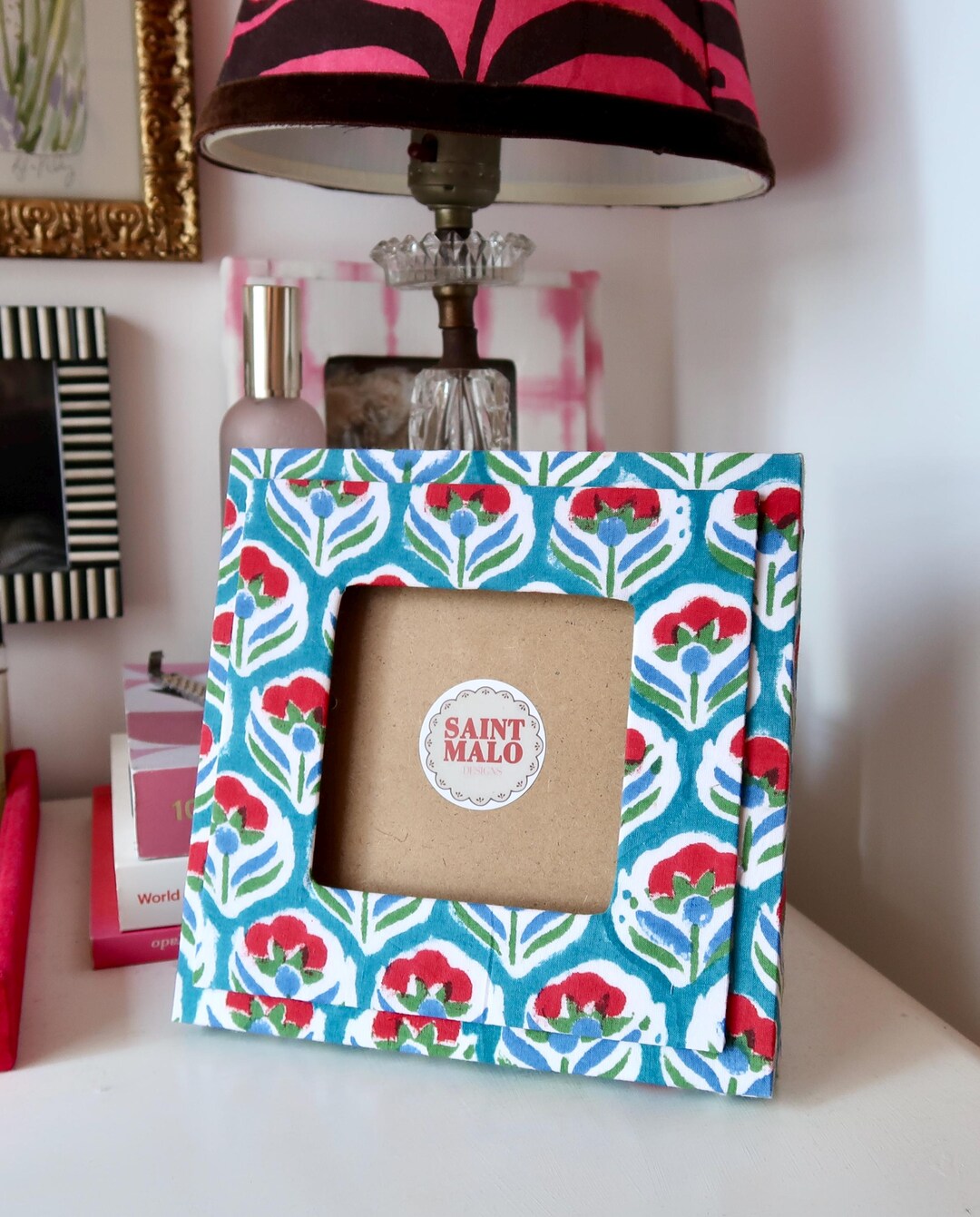 Custom 6 X 6 Square Frame Block Print Fabric Wrapped Frame Fits 4 X 4 ...