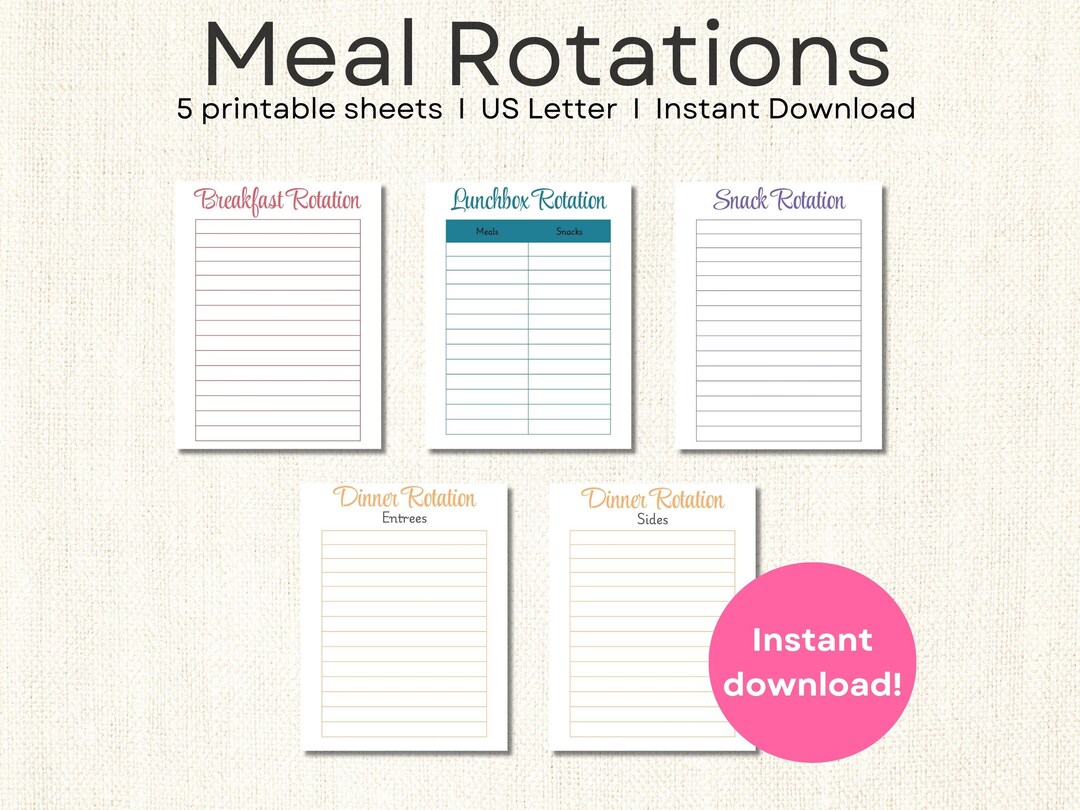 Meal Planner Bundle, Meal Rotation Ideas for Meal Planning - Etsy