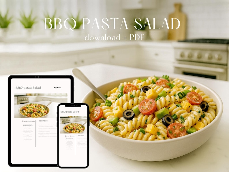 Pasta Salad Recipe Printable PDF | Easy Meal Prep or BBQ Side - Etsy
