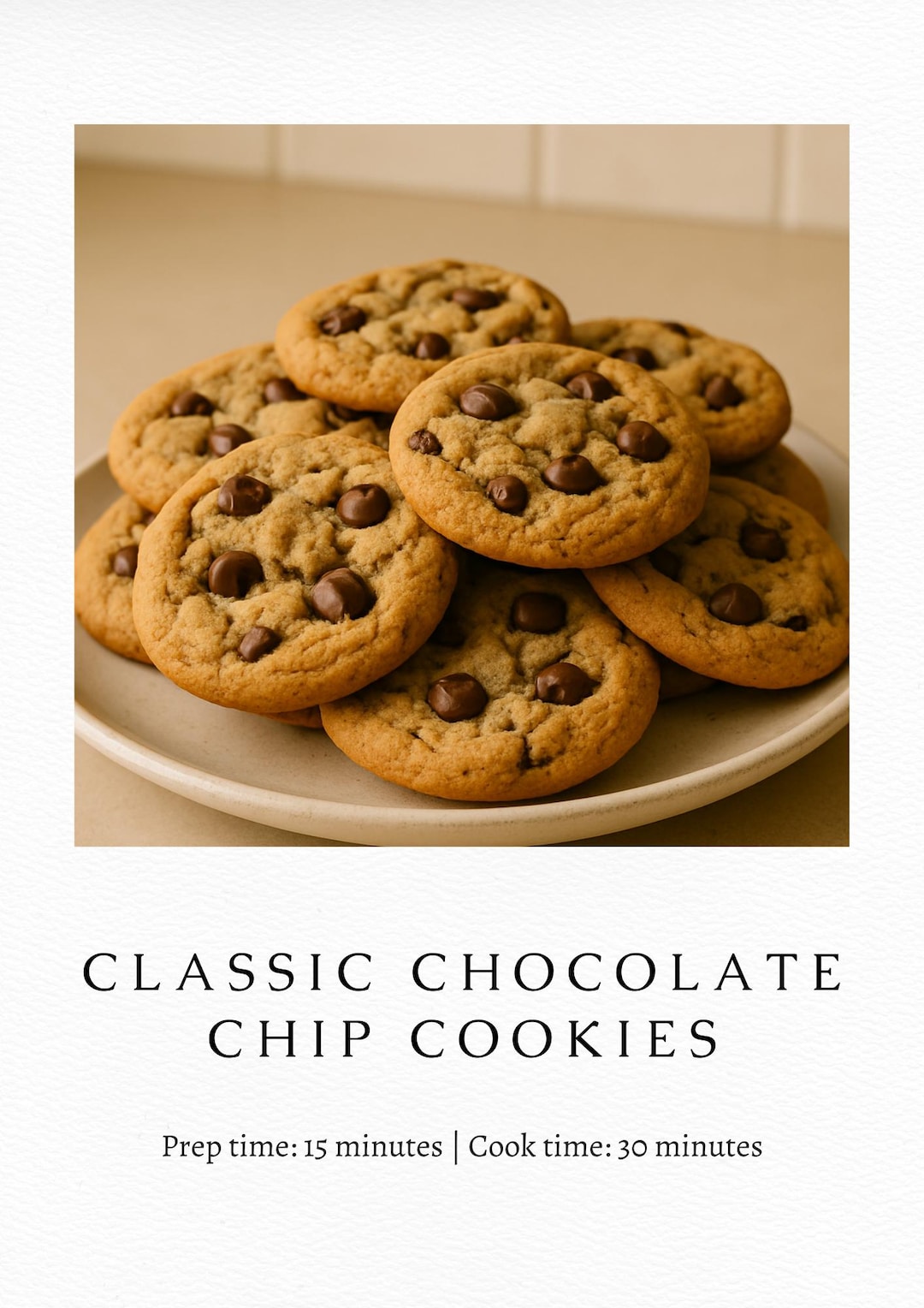 Chocolate Chip Cookies Recipe Printable Easy Cookie Recipe PDF Recipe ...