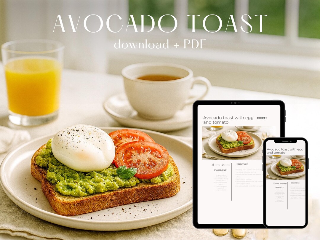Avocado Toast With Egg and Tomato Printable Healthy Easy Breakfast ...