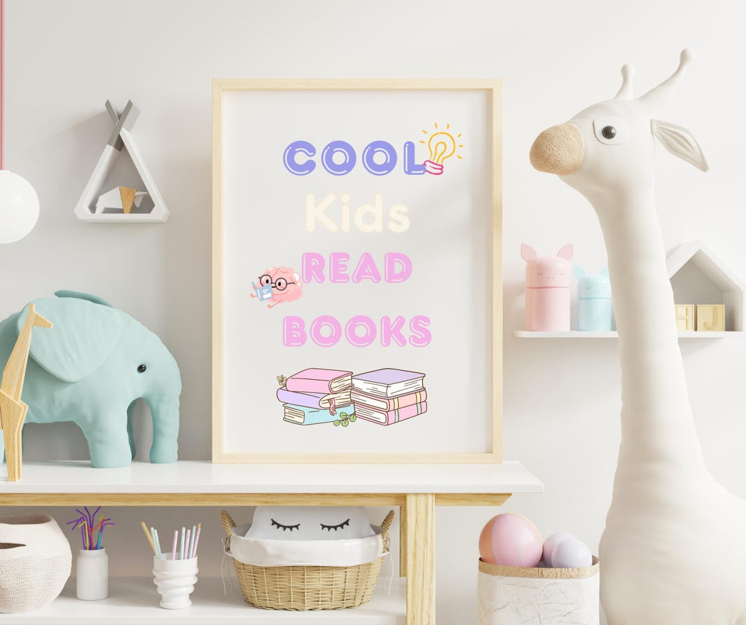 Inspiring Literacy Wall Art: Cool Kids Read Books Poster for School ...