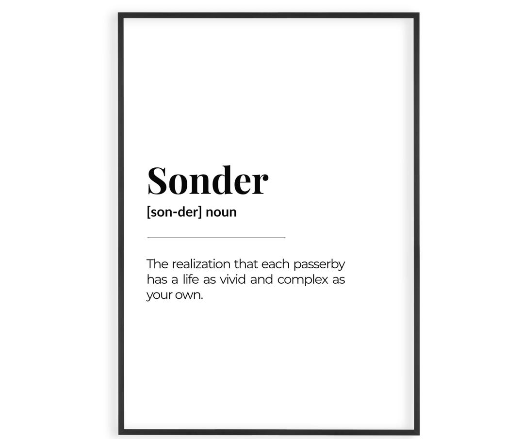 Sonder Definition Wall Art | Minimalist Black and White Dictionary ...