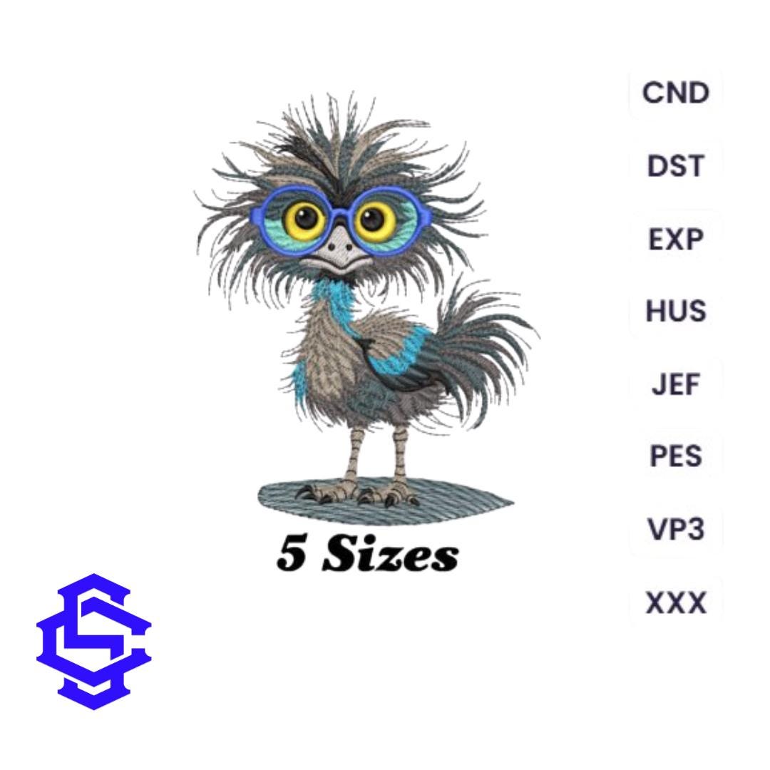 Crazy Emu Bird Embroidery Design - Funny Cartoon Animal Stitch Pattern ...