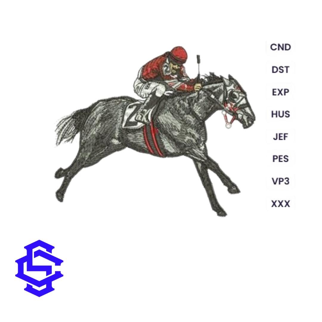Jockey Horse Embroidery Design, Racehorse Machine Embroidery Pattern ...