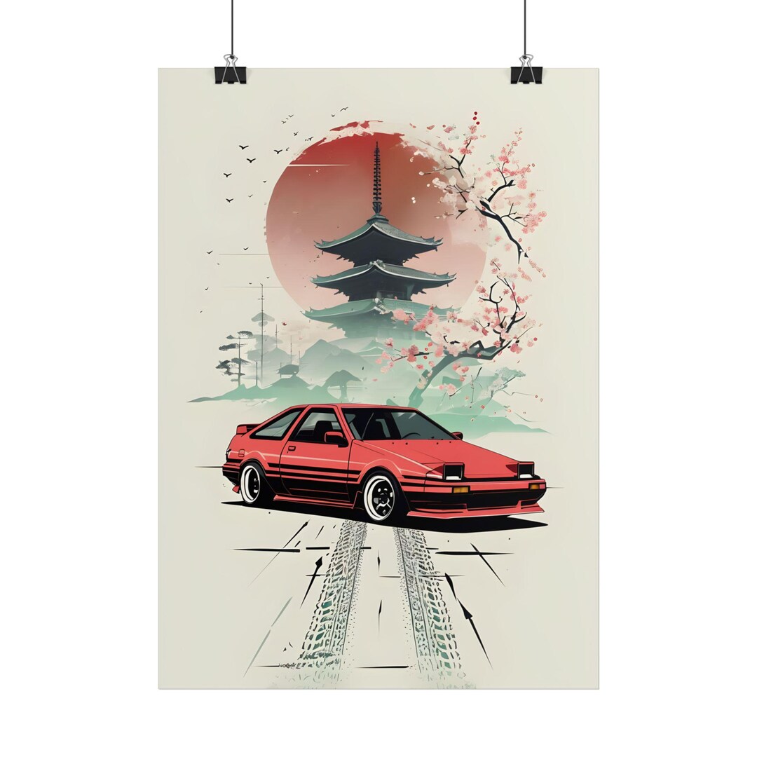 Toyota AE86 Wall Art - Automotive Art Print - Car Poster Illustration ...