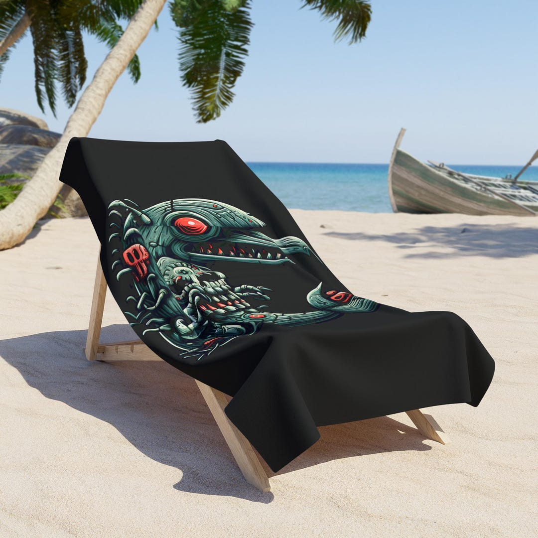 Voodoo Tiki Dolphin Beach Towel | Horror Ocean Monster Print - Etsy