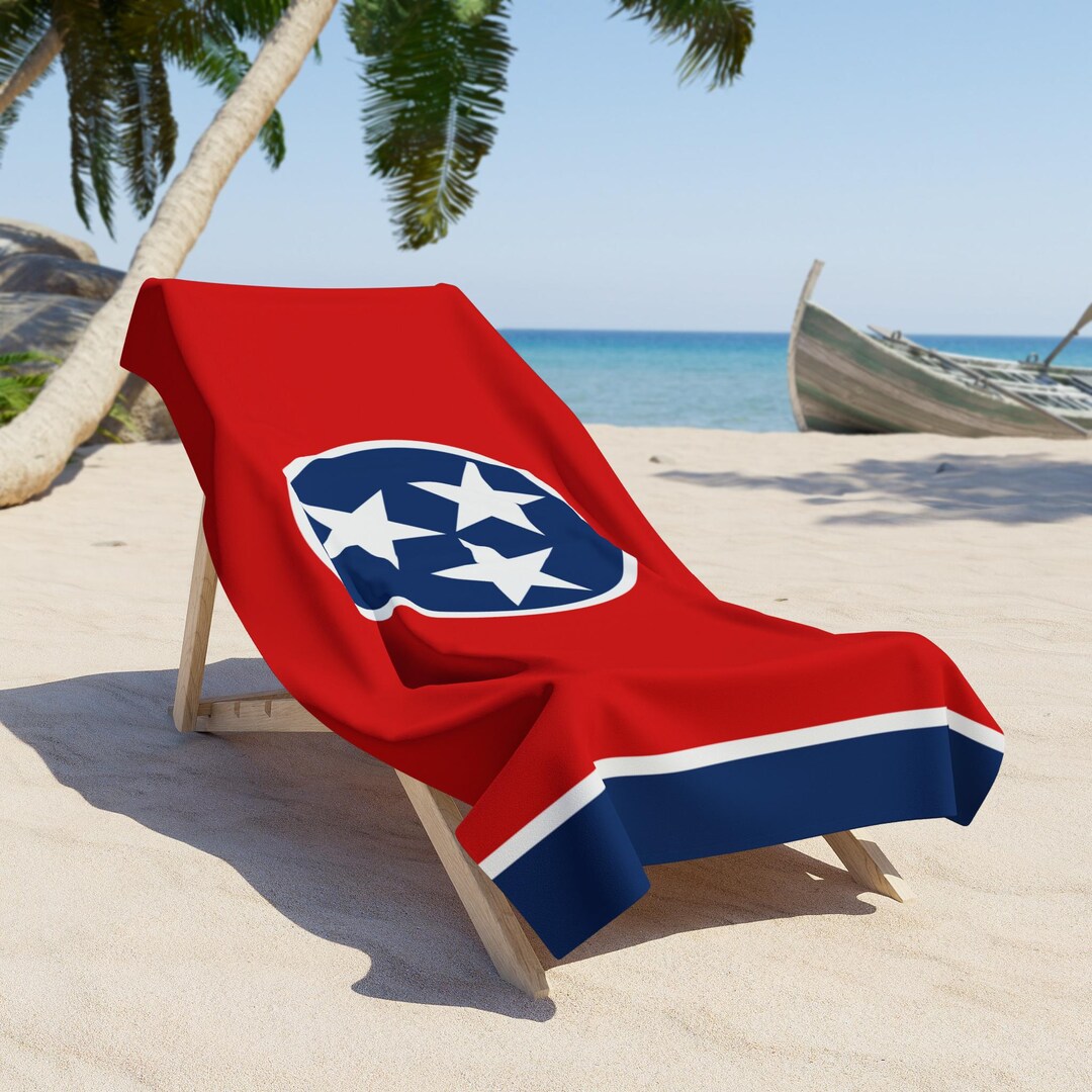 Tennessee Tristar Flag Beach Towel | State Flag Red Navy Stripe - Etsy