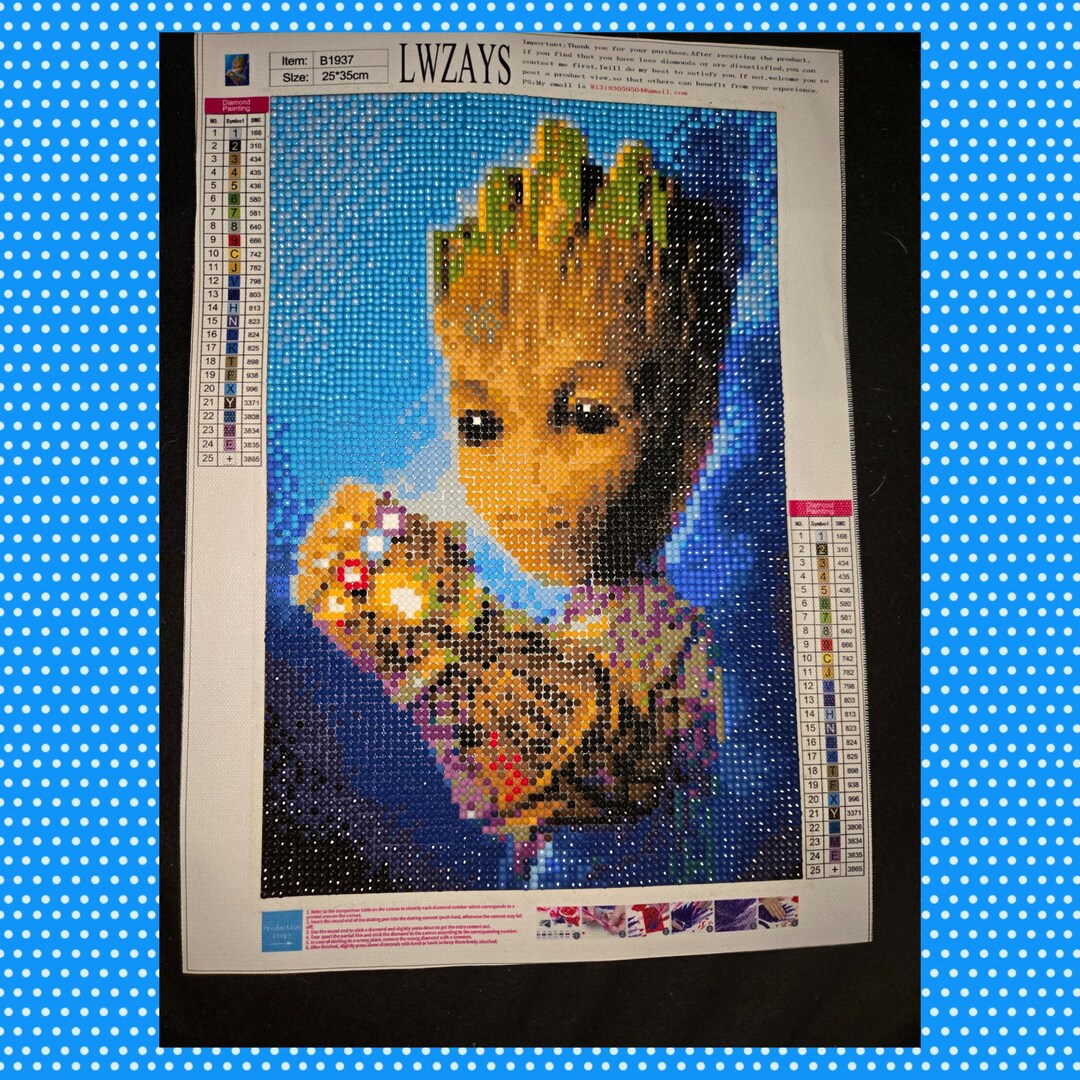 Baby Groot Wearing Infinity Gauntlet Finished Diamond Art - Etsy