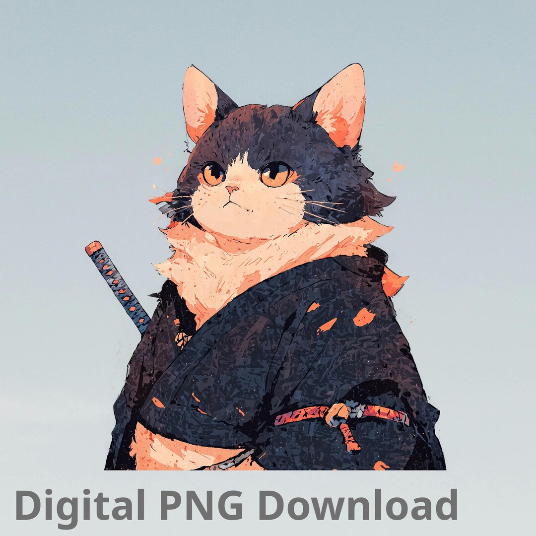 Black Samurai Cat Png,white Cat Png,cat Png,cat in Samurai Costume Png ...