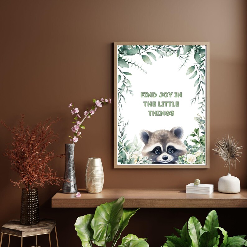 Woodland Raccoon Wall Art Printable| Forest Animal Nursery Decor ...